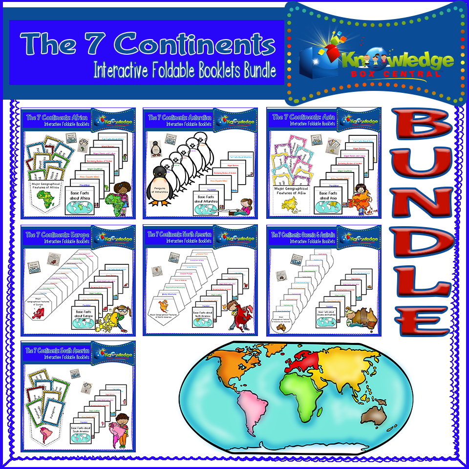 The 7 Continents Interactive Foldable Booklets BUNDLE – Knowledge Box ...