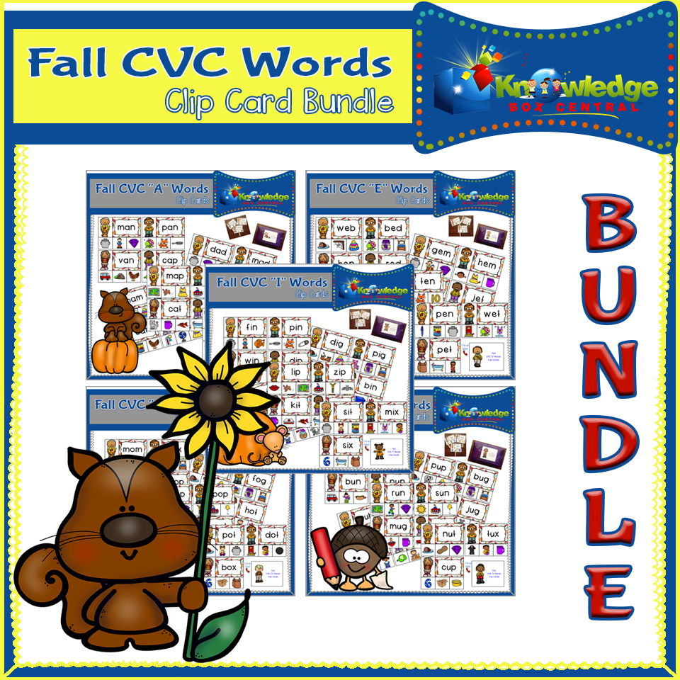 Fall CVC Words Clip Card BUNDLE – Knowledge Box Central
