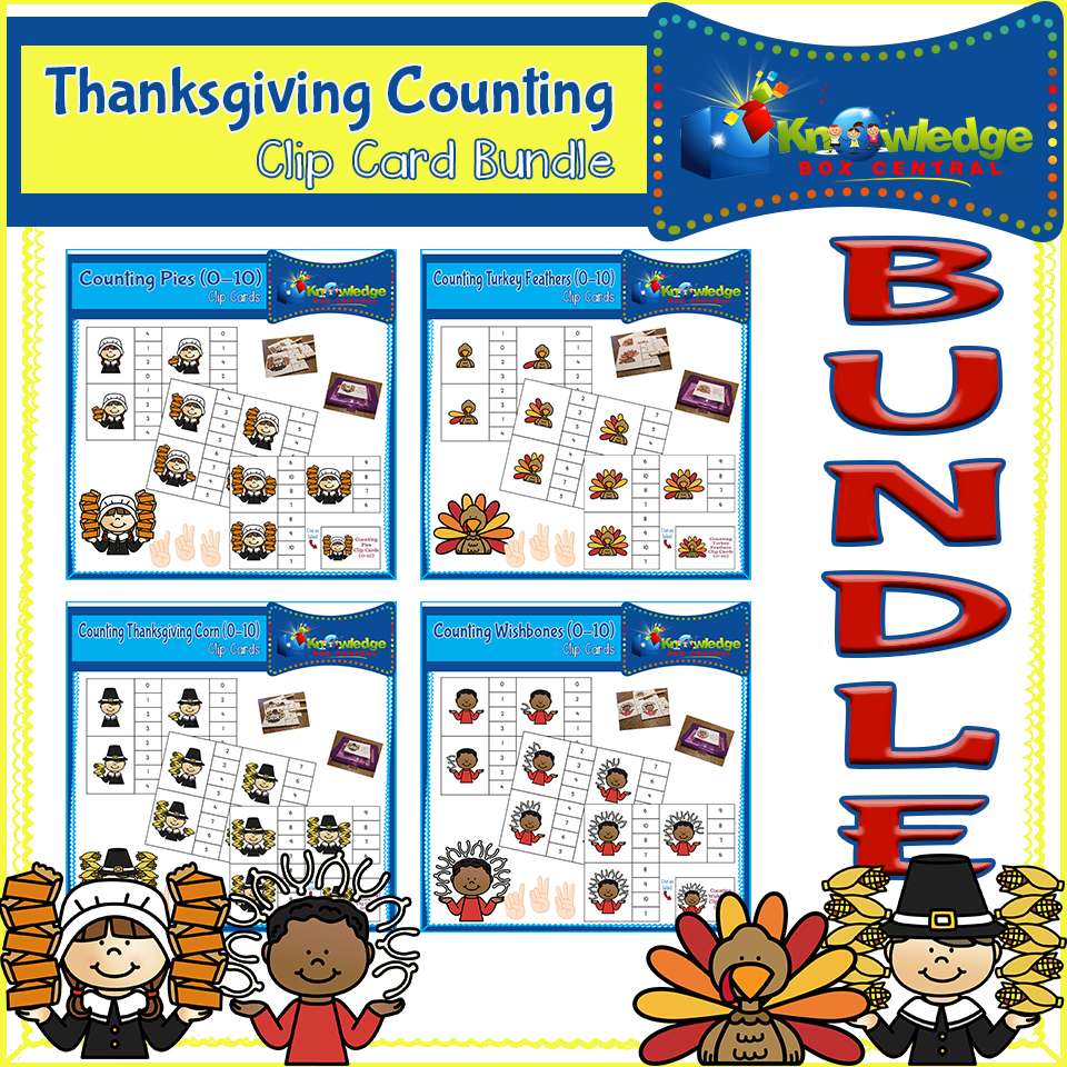 Thanksgiving Counting Clip Cards BUNDLE – Knowledge Box Central