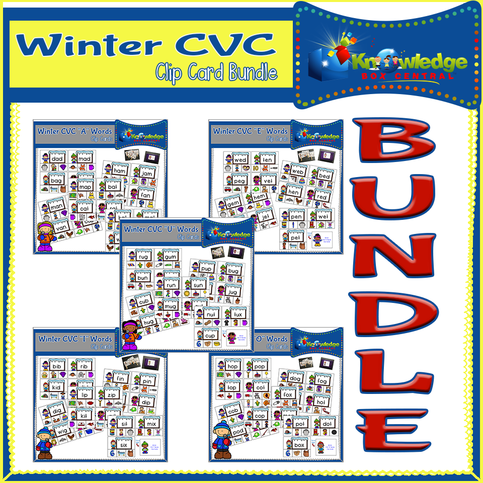 Winter CVC Words Clip Cards – Knowledge Box Central