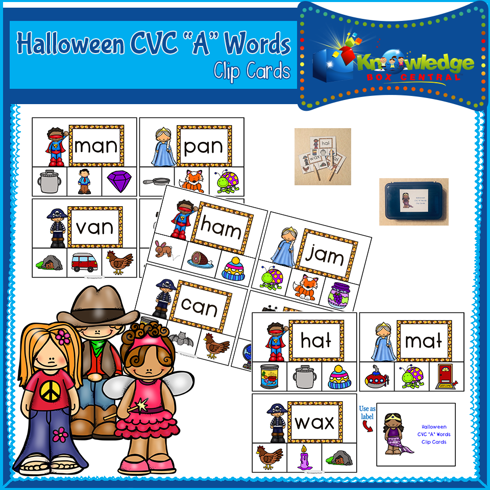 Halloween CVC Words Clip Cards – Knowledge Box Central