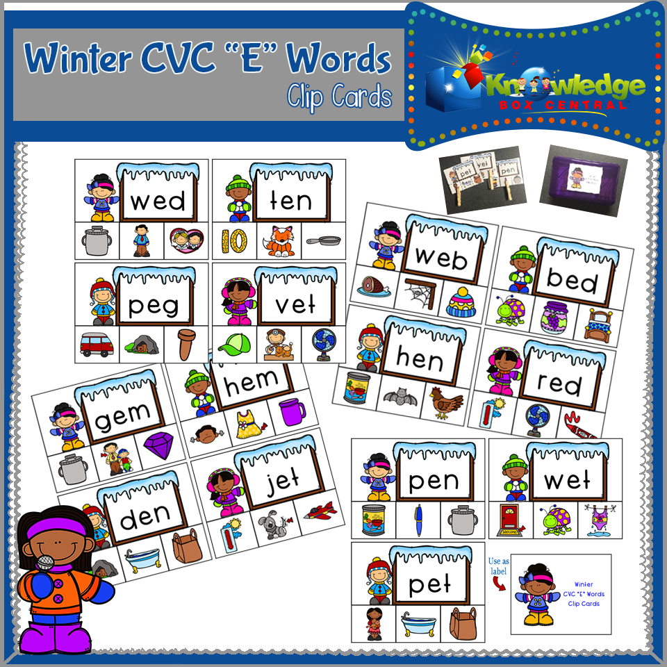Winter CVC Words Clip Cards – Knowledge Box Central