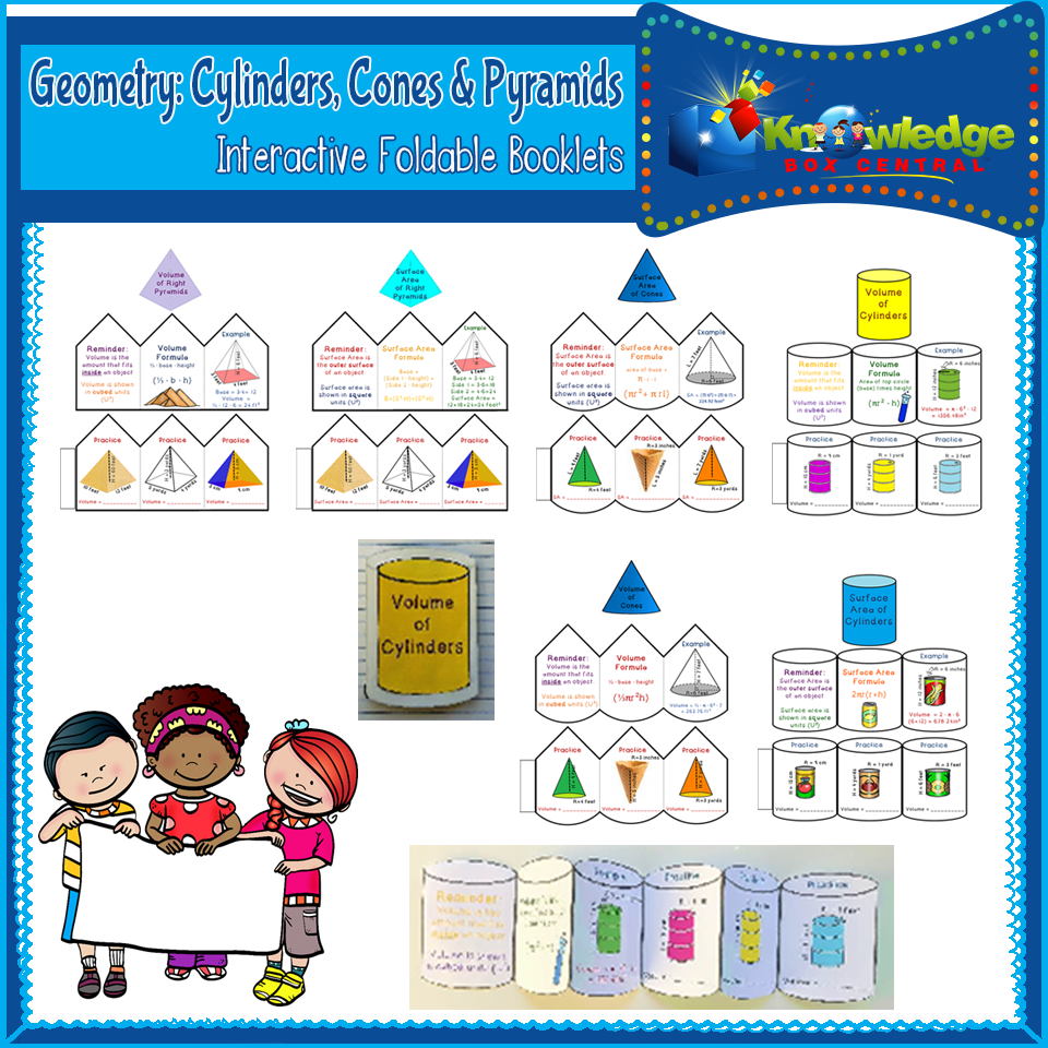 Geometry: Cylinders, Cones, & Pyramids Interactive Foldable Booklets ...