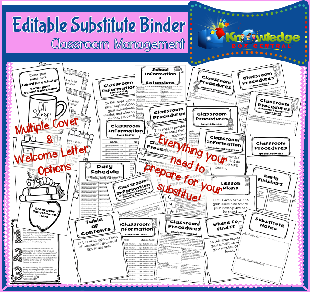 Editable Substitute Binder – Knowledge Box Central