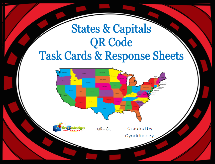 States & Capitals QR Code Task Cards – Knowledge Box Central