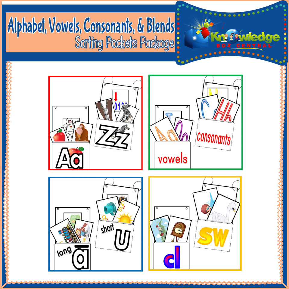 Alphabet, Vowels, Consonants, & Blends Sorting Pockets Package ...