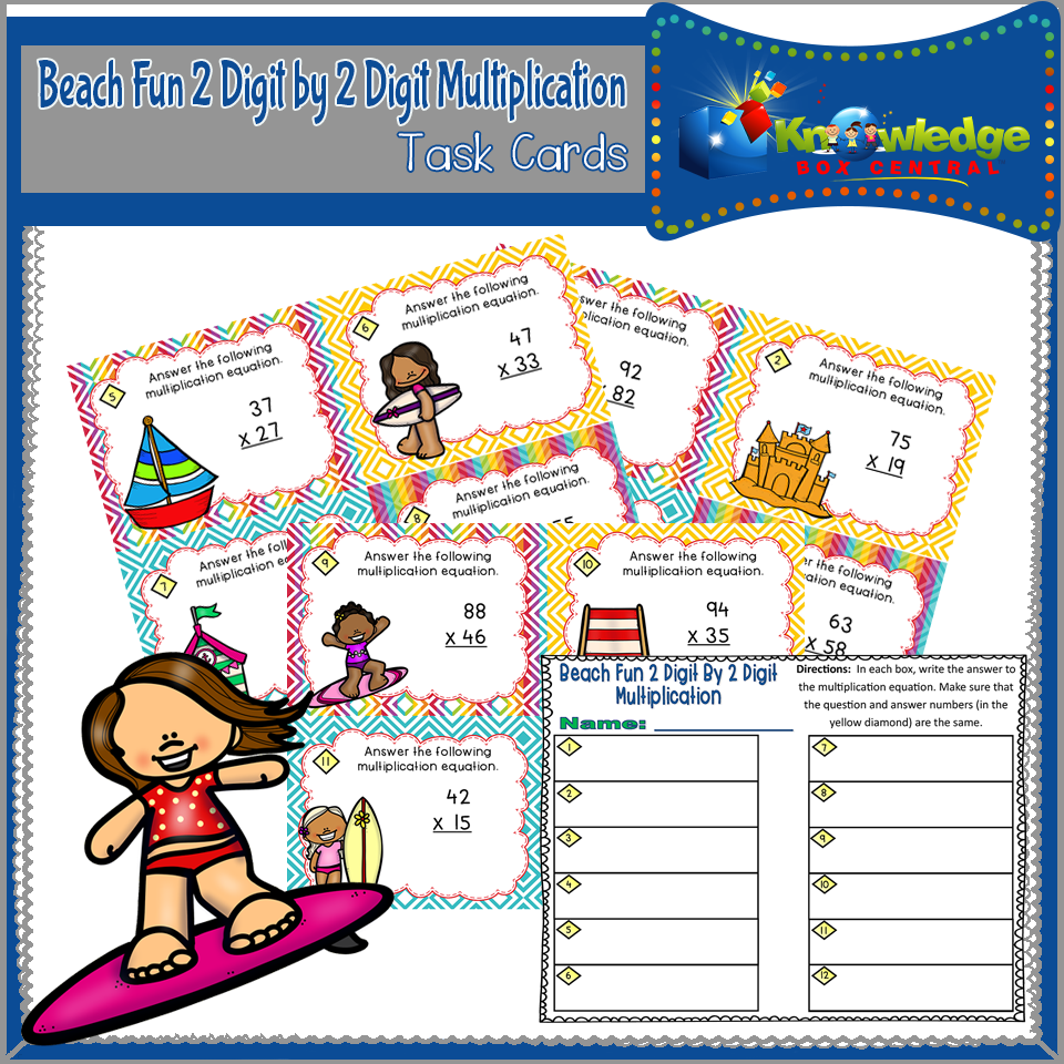 Two Digit by Two Digit Multiplication Task Cards – Knowledge Box Central
