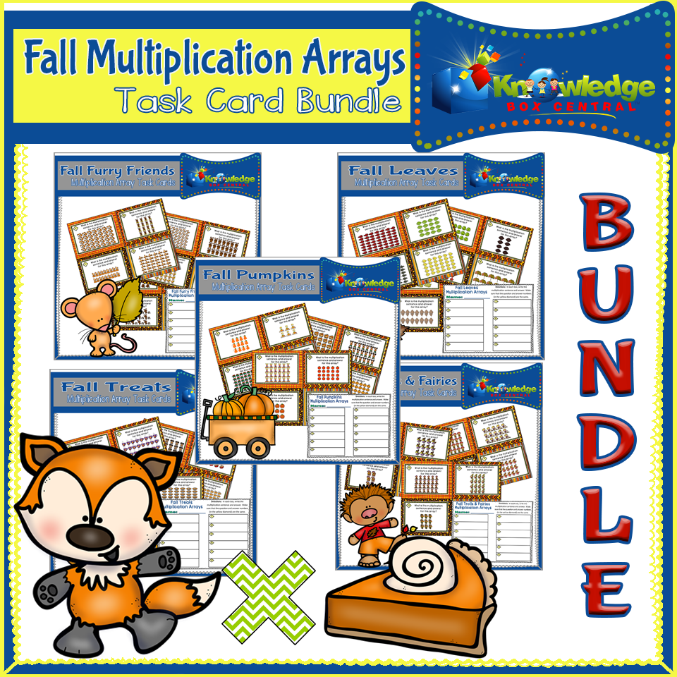 Fall Multiplication Arrays Task Cards – Knowledge Box Central