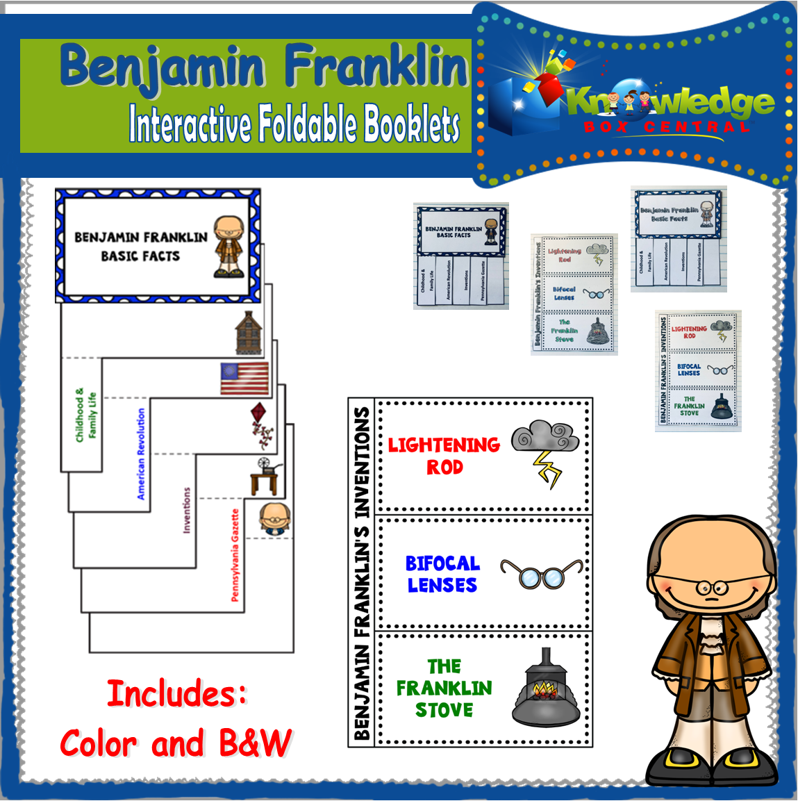 Benjamin Franklin Interactive Foldable Booklets – Knowledge Box Central