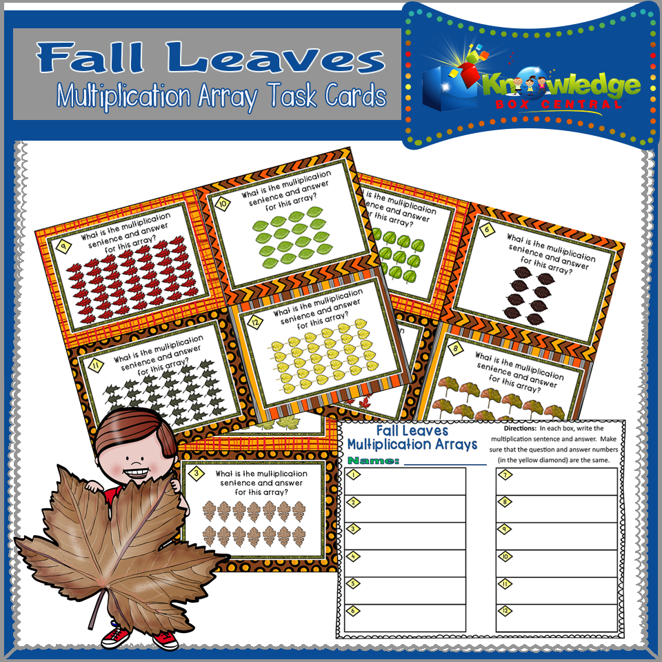 Fall Multiplication Arrays Task Cards – Knowledge Box Central